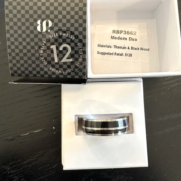 Bomb Party | Accessories | Mens Titanium Ring Size 2 Black Wood ...